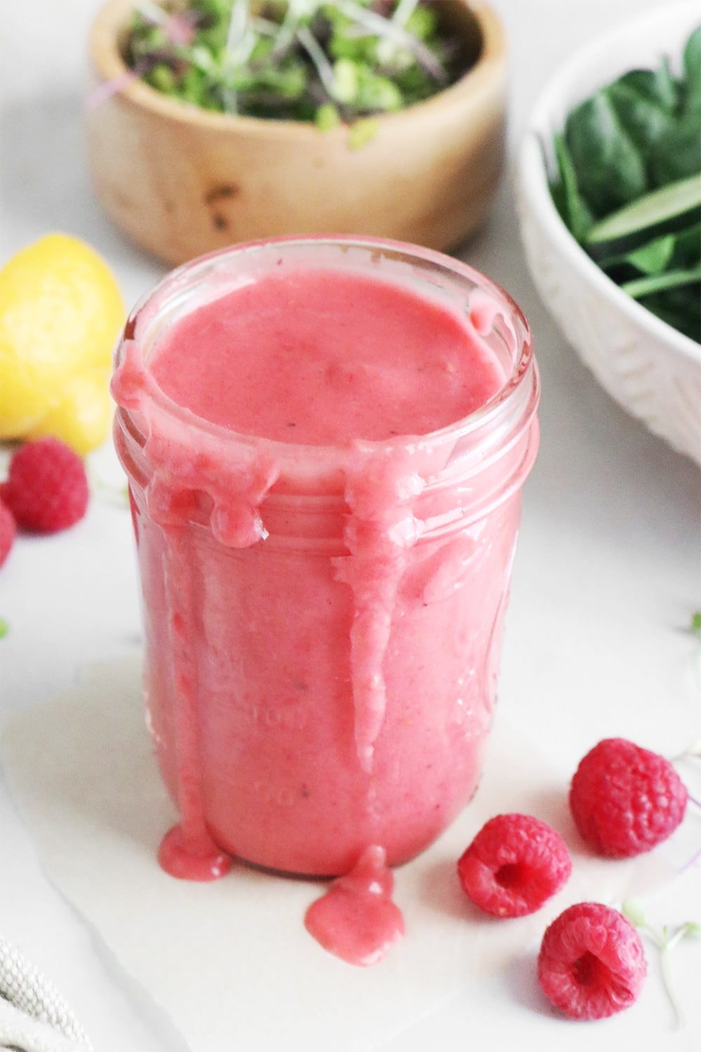 Homemade Raspberry Vinaigrette Salad Dressing - Clean Green Simple